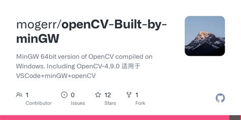 github mogerr opencv built by mingw mingw 64bit version of opencv