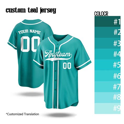 Custom Teal Baseball Jersey Personalized Team Uniform Etsy
