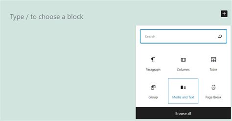 how to use the wordpress media and text block