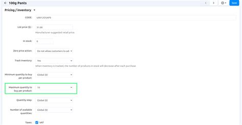How To Set Up A Maximum Order Quantity For A Product — Cs Cart 418x Documentation