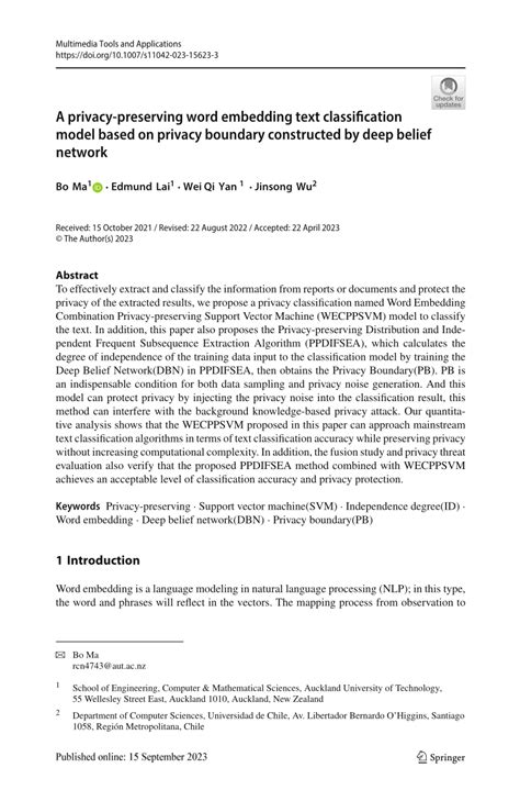 pdf a privacy preserving word embedding text classification model