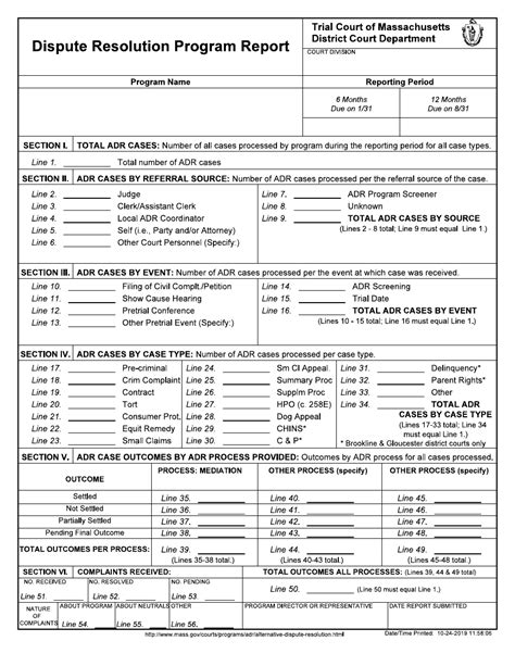 Massachusetts Dispute Resolution Program Report Form Fill Out Sign
