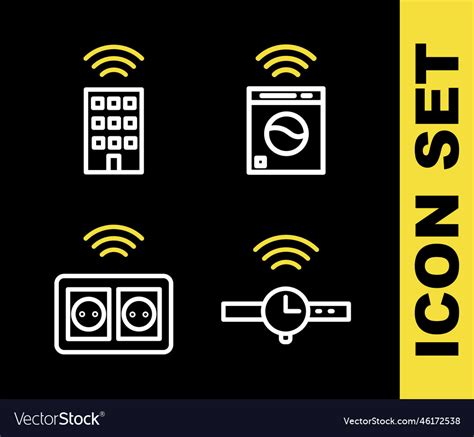 Set Line Smart Washer Smartwatch Electrical Vector Image