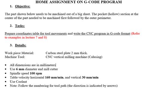 Solved HOME ASSIGNMENT ON G CODE PROGRAM Objective The Chegg