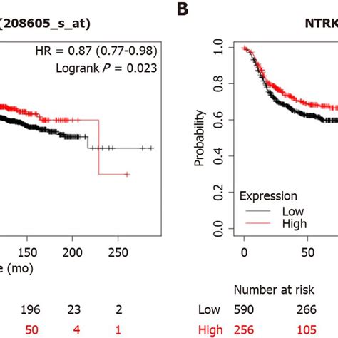 Overall Survival Of Breast Cancers According To Ntrk1 Mrna Expression Download Scientific