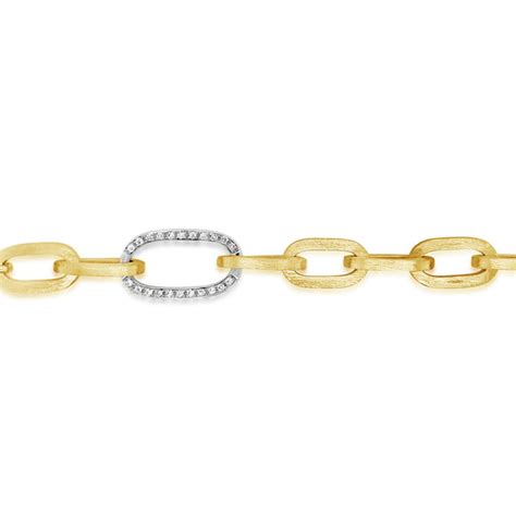 Brushed Finish Offset Diamond Link Bracelet Amor Fine Jewelry