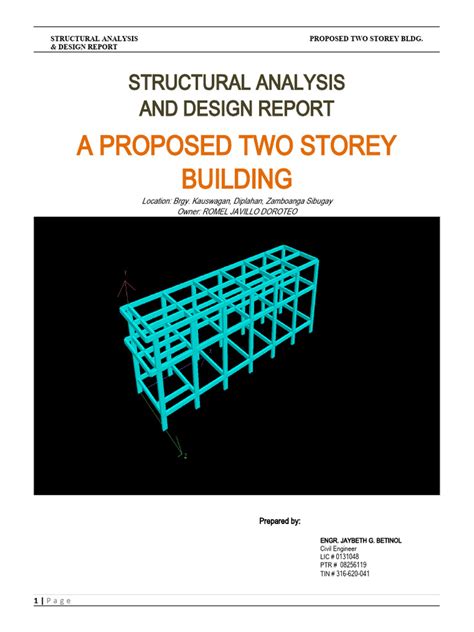 structural analysis and design report template pdf structural steel