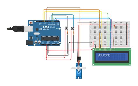 Circuit Design Servolcd2 Push Buttons Tinkercad