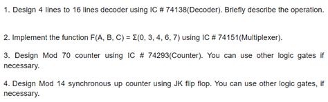 Solved 1 Design 4 Lines To 16 Lines Decoder Using IC Chegg Com