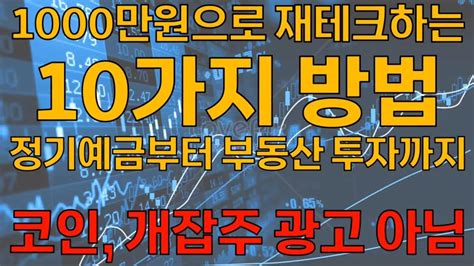 1000만원으로 재테크하는 10가지 방법 코인 개잡주 광고 아님 사회초년생 재테크 Youtube