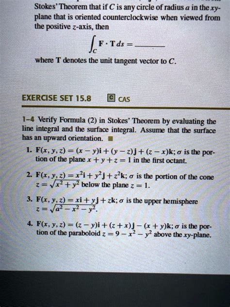stokes theorem that if c is any circle of radius a in thexy plane that