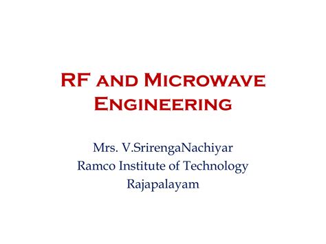 Rf And Microwave Engineering Pdf