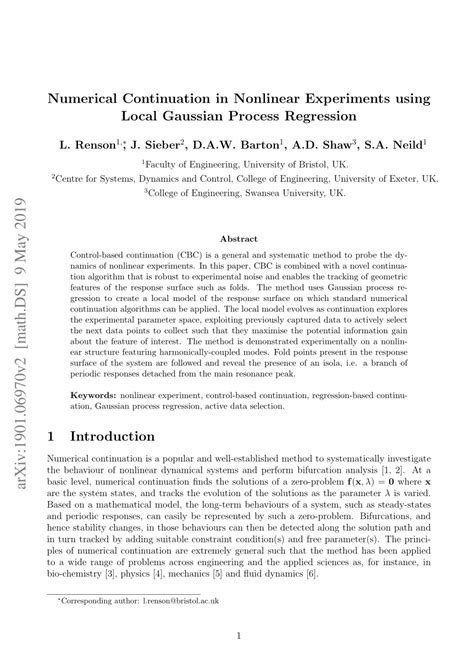 pdf numerical continuation in nonlinear experiments using local gaussian process regression