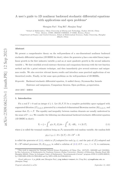 Pdf A Users Guide To 1d Nonlinear Backward Stochastic Differential