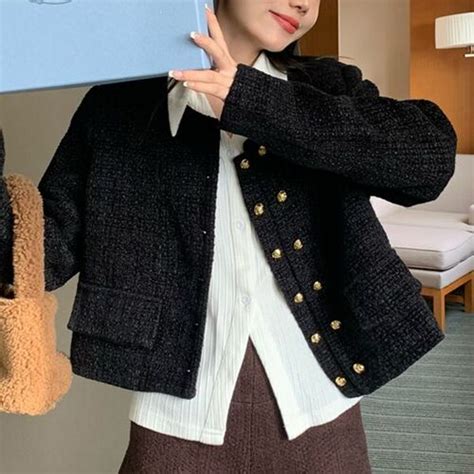 홀리핫 더블 브레스트 트위드 자켓 오피스룩 예쁜 코디 데일리 데이트 캐주얼 가을 봄 겨울 점퍼 재킷 세미 정장 러블리