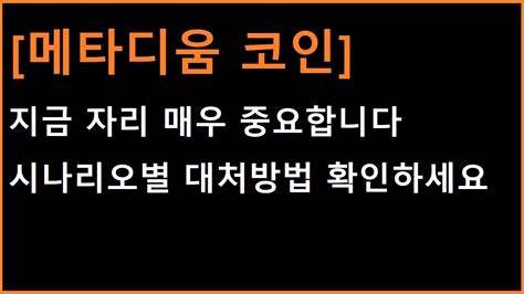 메타디움 코인 이곳이 장기흐름의 마지막 경계선 입니다 Youtube