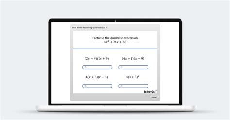 Factorising Quadratics Revision Quiz Tutor2u