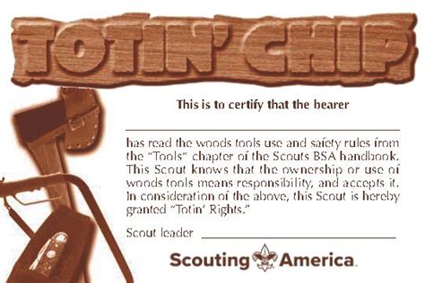Totin Chip Pocket Certificate Scouting America