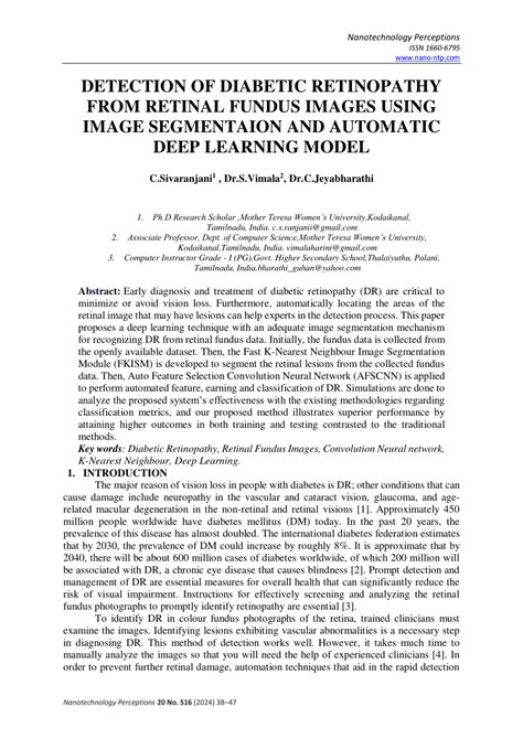 Pdf Detection Of Diabetic Retinopathy From Retinal Fundus Images Using Image Segmentaion And