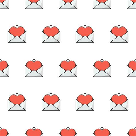 Love Message Seamless Pattern On A White Background Opened Envelope