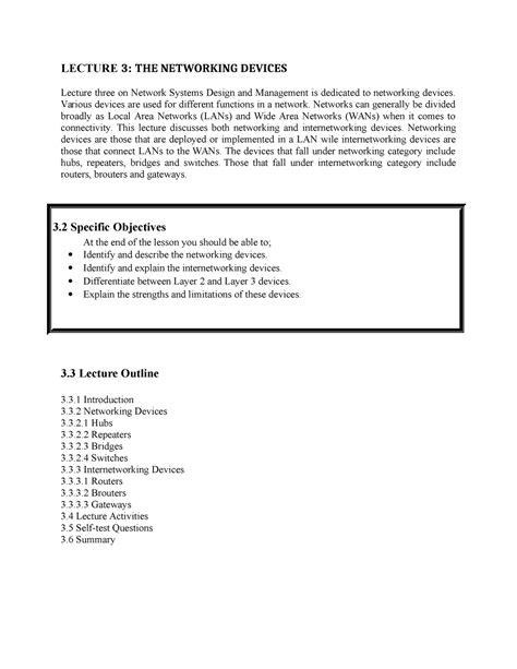 Nsdm Lecture 3 The Networking Devices Lecture 3 The Networking