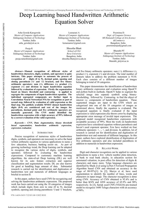 Pdf Deep Learning Based Handwritten Arithmetic Equation Solver