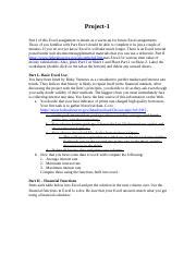 Project 1 Excel Basics And TVM Functions Doc Project 1 Part I Of This Excel Assignment Is