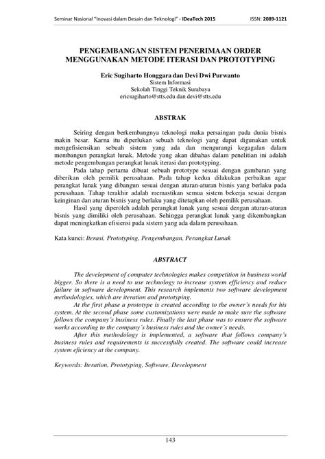 Pdf Pengembangan Sistem Penerimaan Order Menggunakan Metode Iterasi