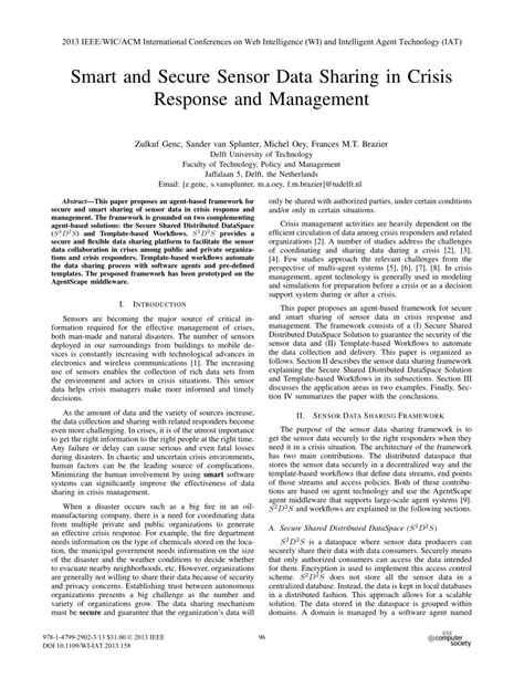 pdf smart and secure sensor data sharing in crisis response and