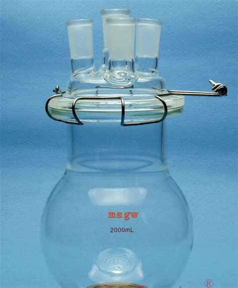Heavy Wall Glass Four Mouth Reaction Flask 2 Ltr For Chemical Laboratory Capacity 2000 Ml At