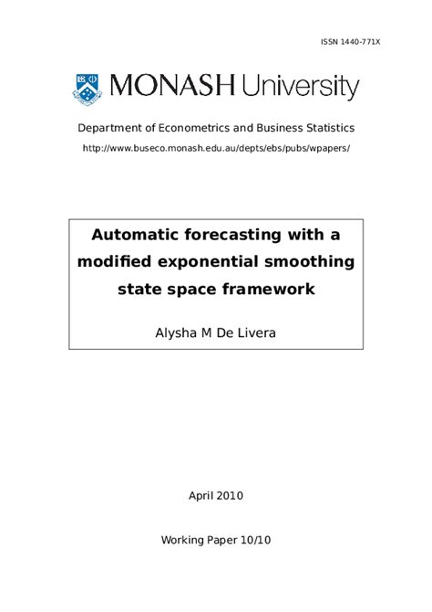 Pdf Automatic Forecasting With A Modified Exponential Smoothing State Space Framework