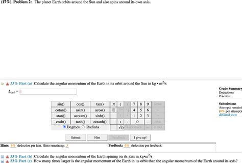 Solved 17 Problem 2 The Planet Earth Orbits Around The