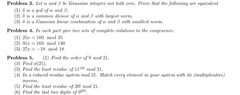 Solved Problem 3 Let A And B Be Guassian Integers Not Both