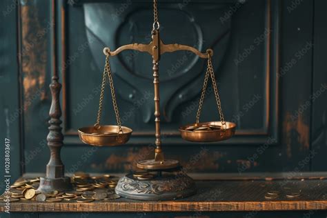 A Weighing Scale Comparing The Price And Value Of A Commodity An Antique Weighing Scale With