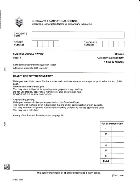 Bgcse Sda Paper 4 2019 Revised Botswana Examinattons Council Botswana General Certificate Of