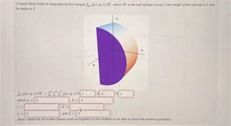 solved 1 point write limits of integration for the