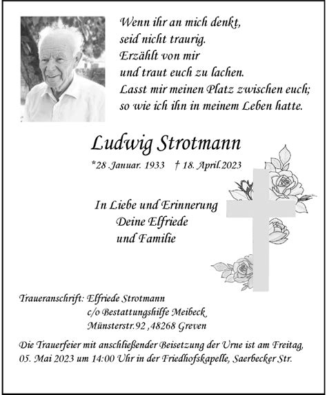 Traueranzeigen Von Ludwig Strotmann Trauerms