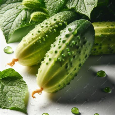 a green cucumber with drops of water on it premium ai generated image