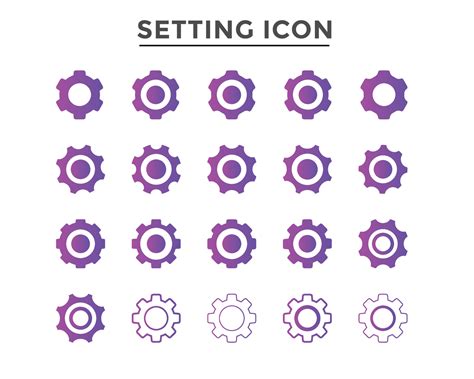 Set Of Setting Icon Gradient Color For Apps Or Web Interface With Button Set Of Settings Gear