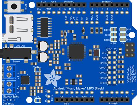 How To Use Adafruit Music Maker Shield With Amp Pinouts Specs And Examples Cirkit Designer