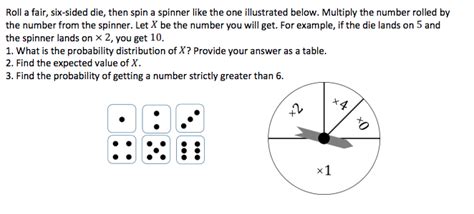 solved roll a fair six sided die then spin a spinner like