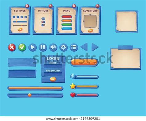 game ui menu interface scrolls parchments stock vector royalty free