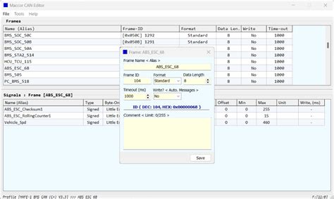 Use Maccors Controller Area Network Can Dbc Editor For Use With The