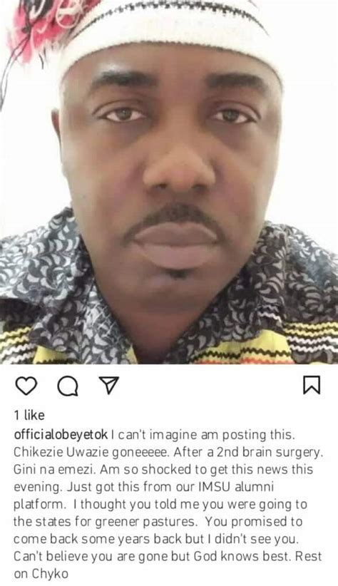 Nollywood Loses Another Actor Chikezie Uwazie Kemi Filani