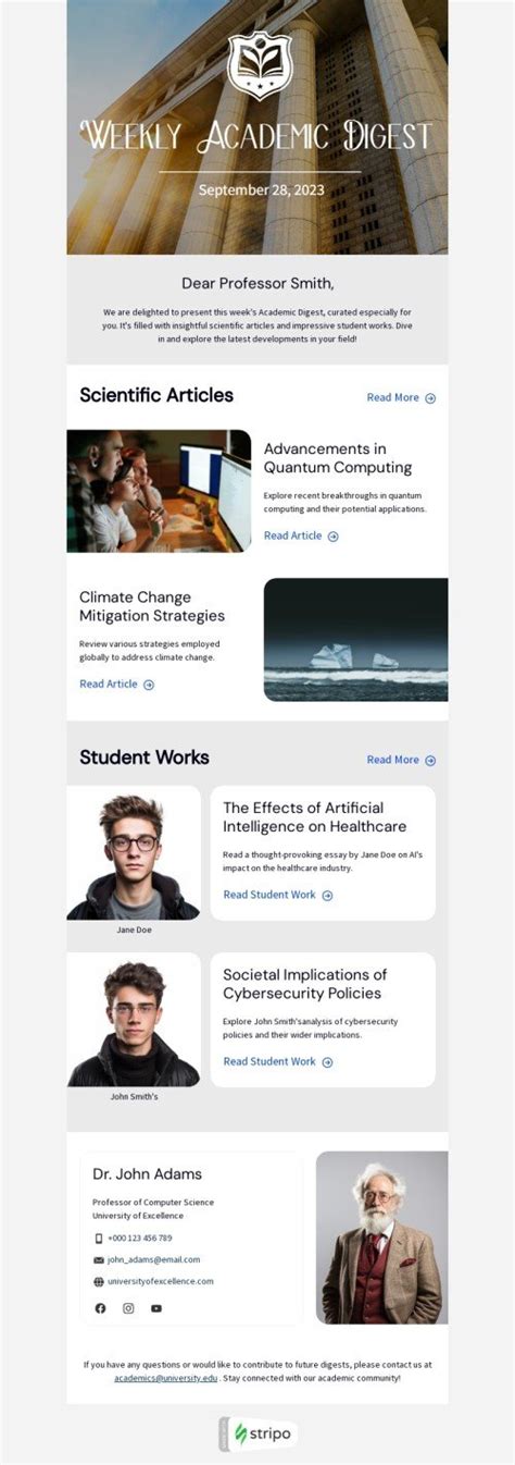 Weekly Academic Digest Email Template By Fullname — Stripoemail