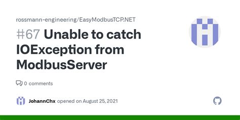 Unable To Catch Ioexception From Modbusserver Issue Rossmann Engineering Easymodbustcp