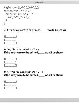 AP CS A Practice Array Value Practice By Andy R TPT