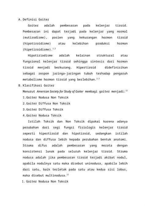 Docx Klasifikasi Goiter Struma Hipotiroid Hipertiroid Dokumentips