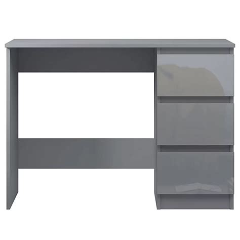 Fwstyle High Gloss Grey Dressing Table Desk With 3 Large Drawers