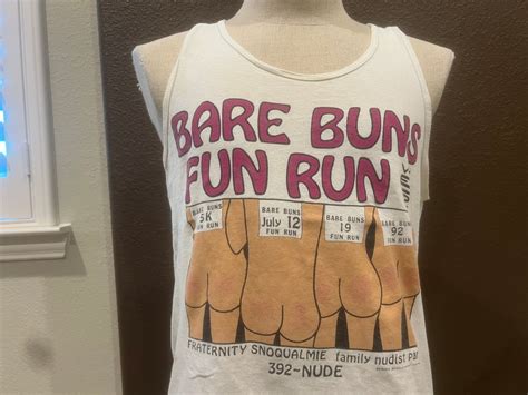 Vintage 90s Bare Buns Fun Run West White Tank Top Size L Etsy